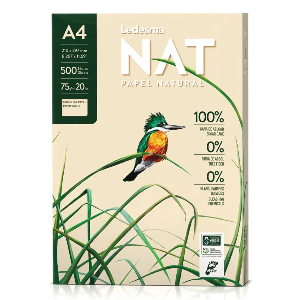 Resma de Papel Ecológico Natural A4 NAT 75g Ledesma x500 Hojas Impresoras y Consumibles Papel