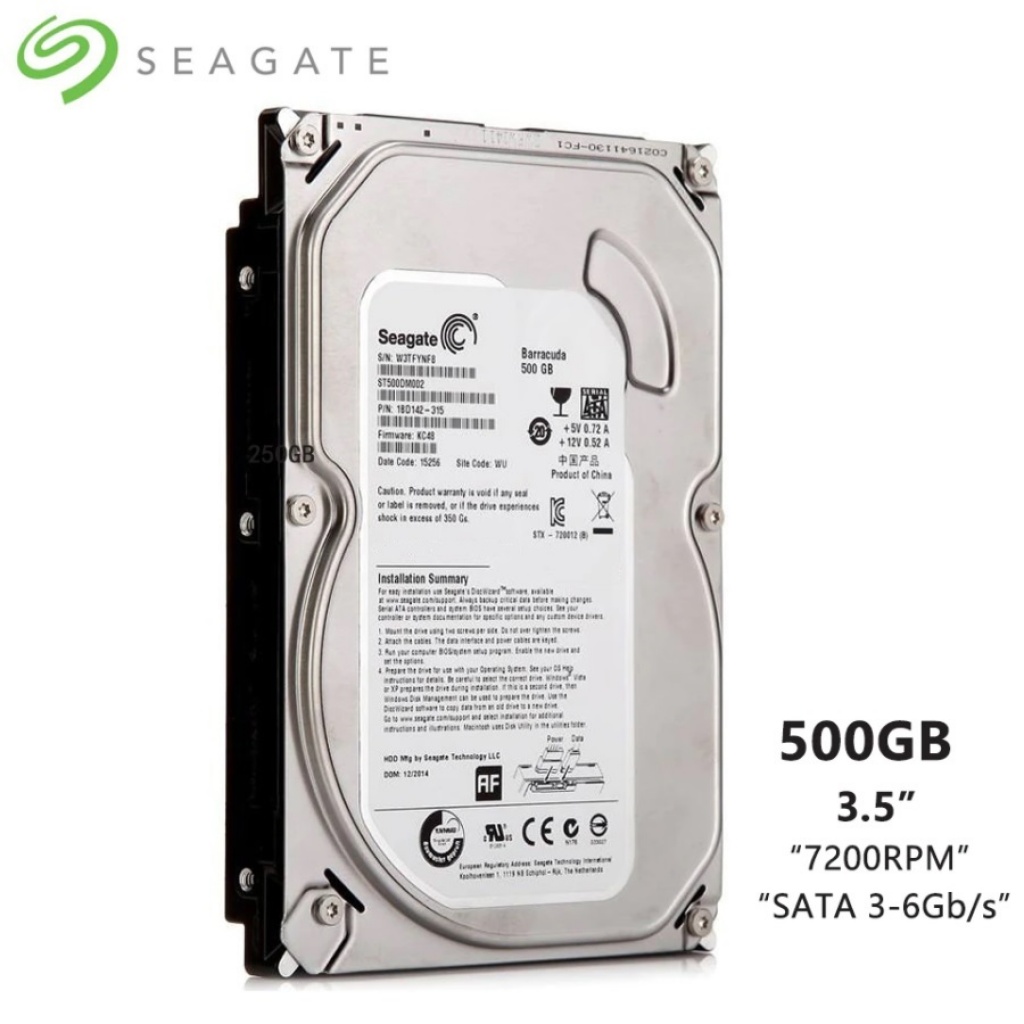 Disco Duro 3.5" Seagate 500 GB Sata Interno 7200Rpm Computación Almacenamiento Discos Duros Internos