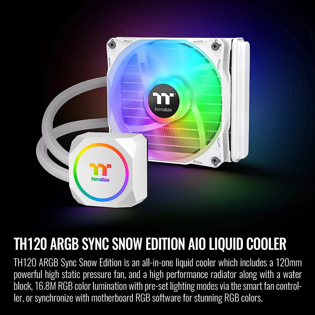Kit Refrigeracion Liquida Water Cooling Thermaltake TH120 Snow ARGB Sync All-In-One 120mm Blanco Com